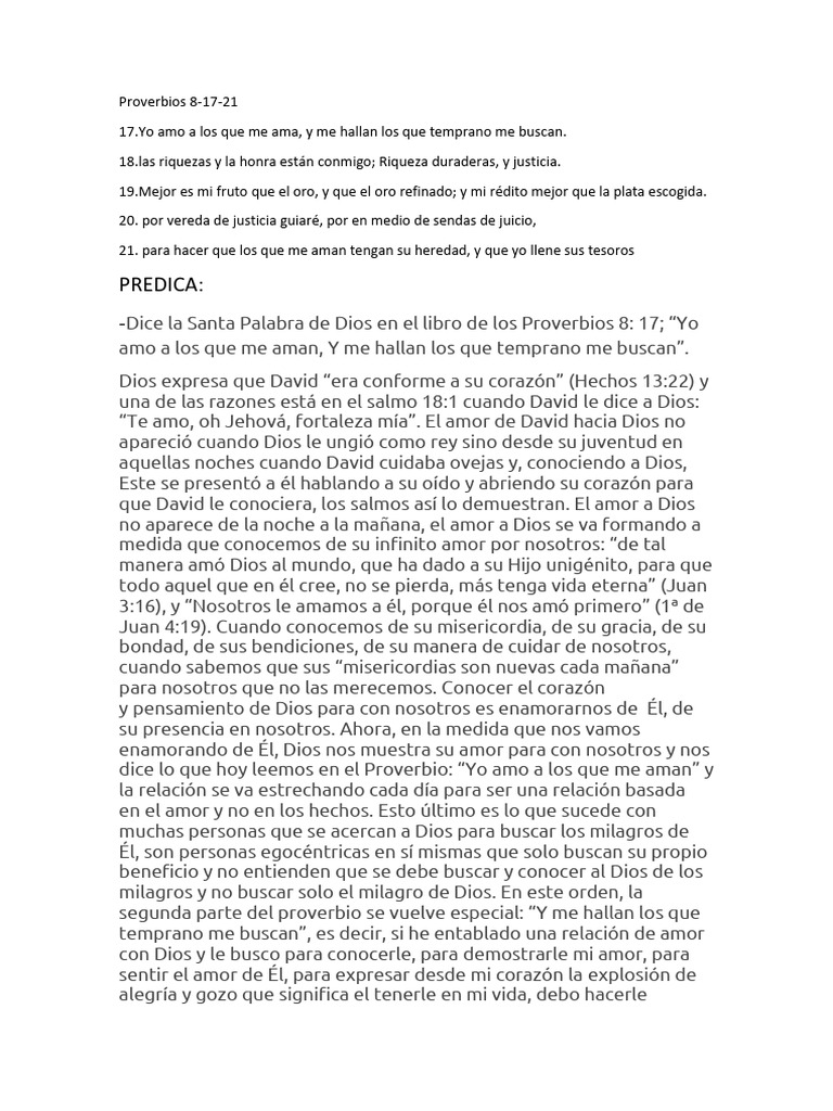 Amor y búsqueda de Dios en Proverbios | PDF | Amor | Dios
