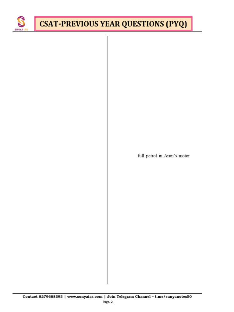 CSAT PYQs - TIME & WORK - Sunya IAS | PDF