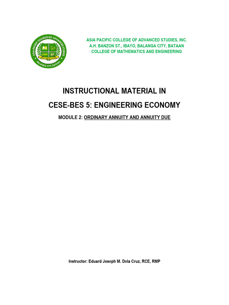 CESE-BES-5-MODULE-2 | PDF | Present Value | Interest