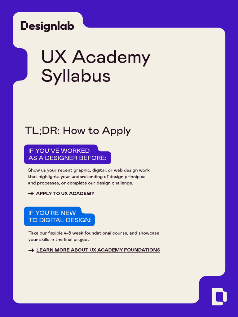 Designlab UX Academy Syllabus | PDF | User Interface Design | Design