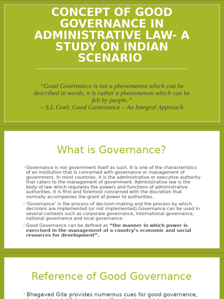 Concept of Good Governance in Administrative Law | PDF | Governance ...