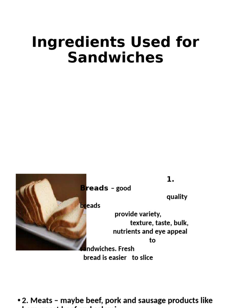 Essential Ingredients for Sandwiches | PDF