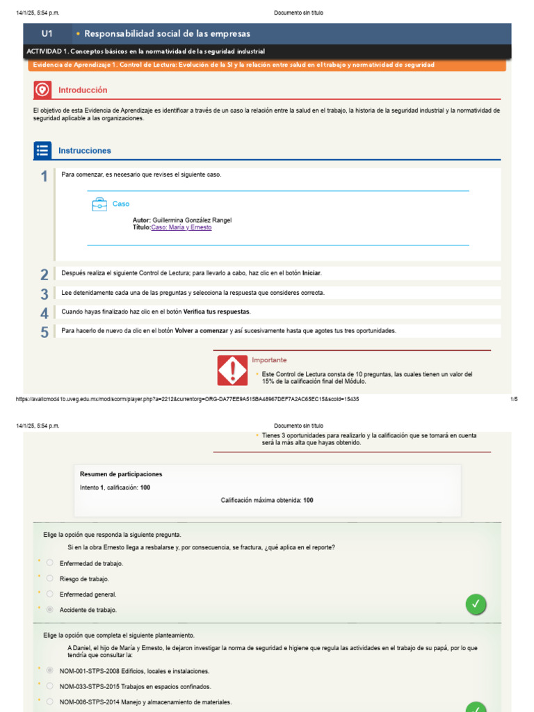 EA1. Control de Lectura Evolución de La SI y La Relación Entre Salud en El Trabajo y ...