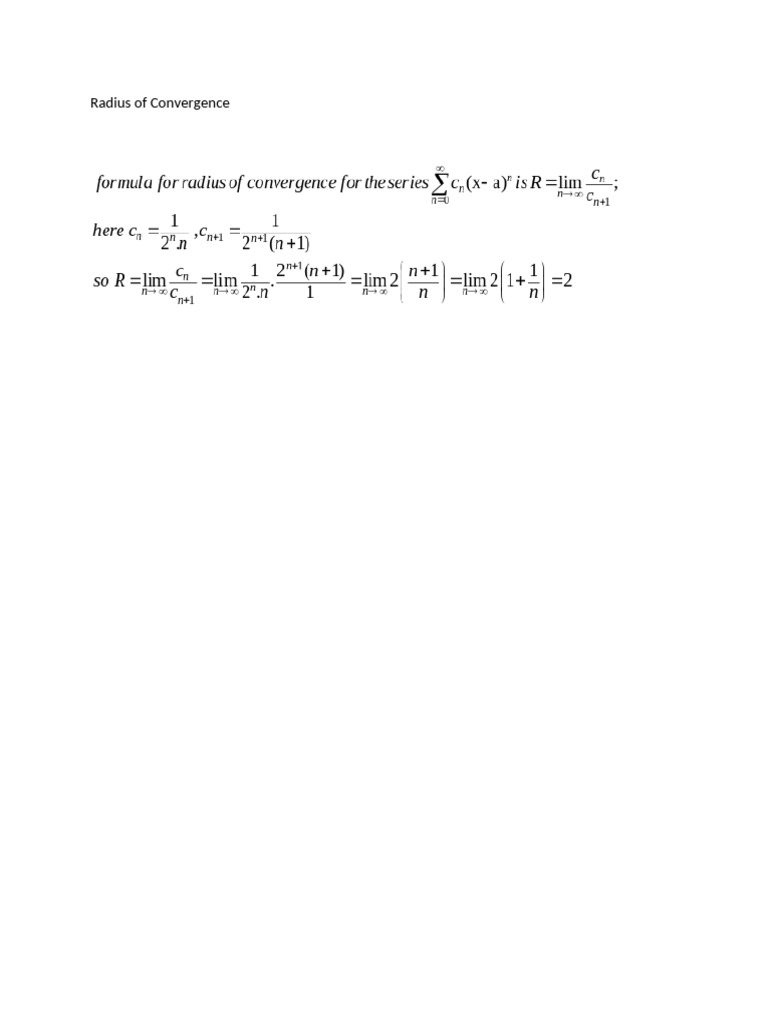 Understanding Radius of Convergence | PDF