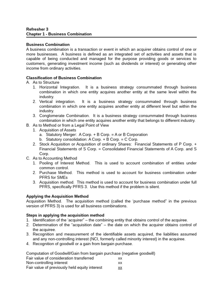 Business Combination Overview and Methods | PDF | Mergers And ...