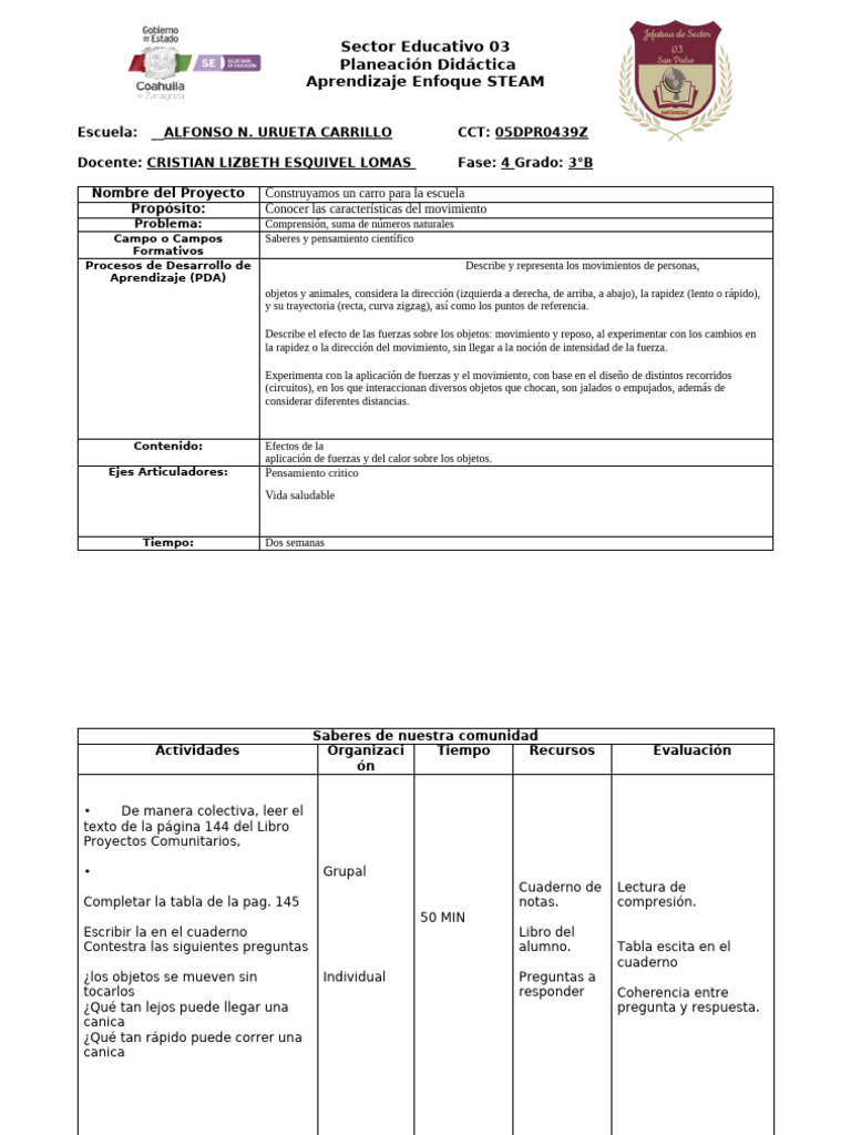 3A-Plan Steam-Proyecto enero CRIS | PDF | Aprendizaje