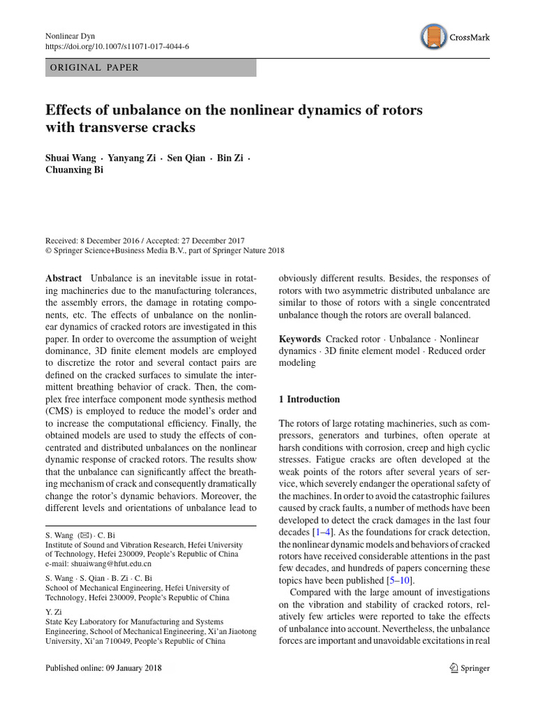 Effects of Unbalance On The Nonlinear Dynamics of Rotors With ...