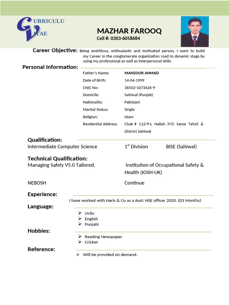 Mazhar Farooq CV | PDF