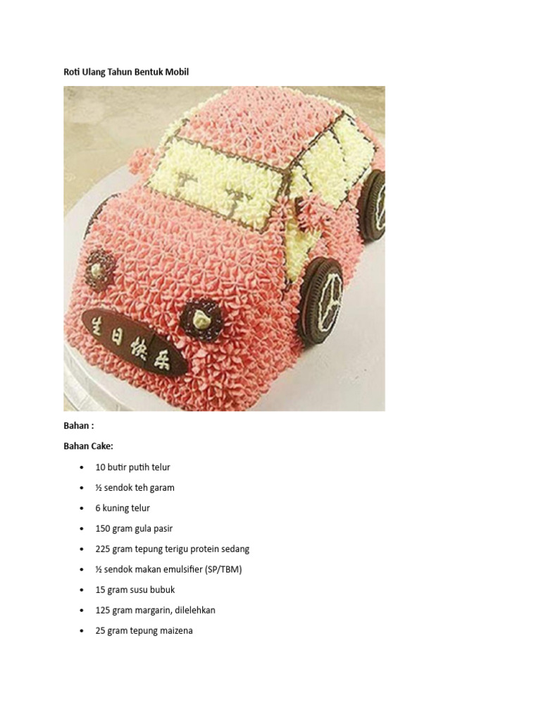 Tutorial Roti Ulang Tahun Bentuk Mobil | PDF