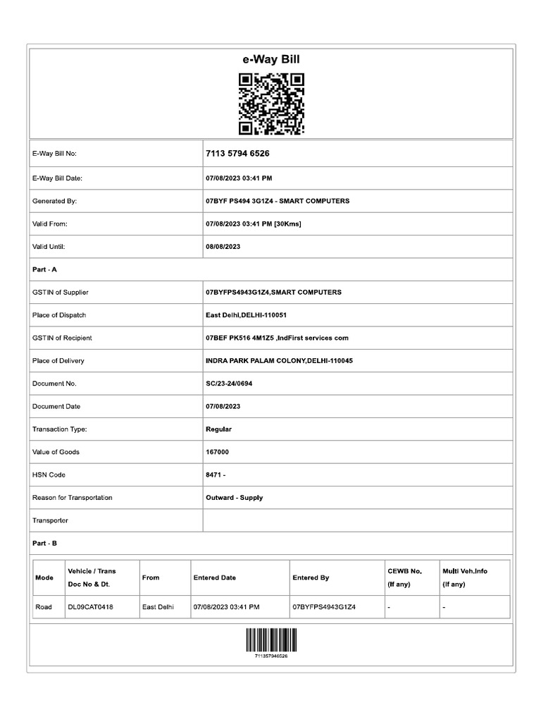 E Way Bill | PDF