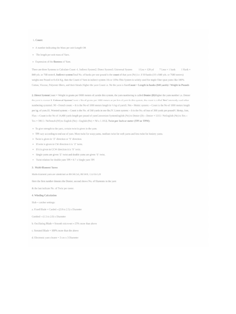 Weaving Calculation | PDF