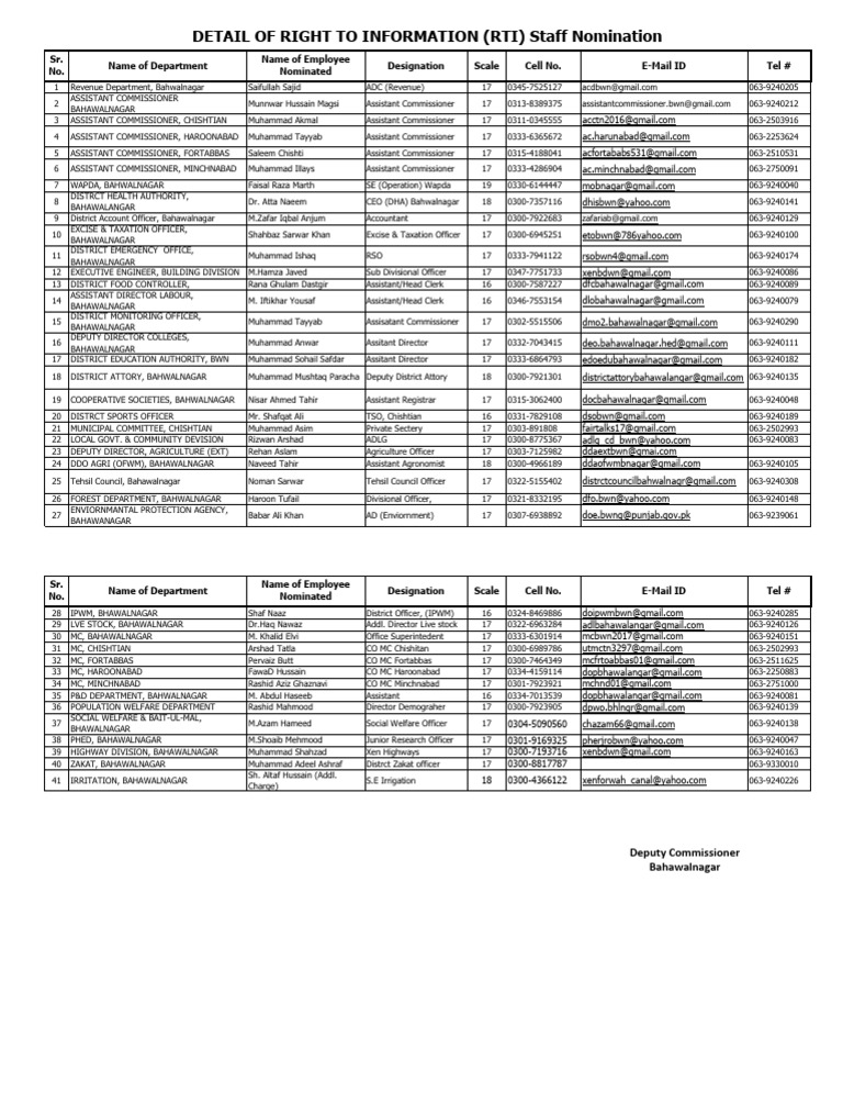 RTI Detail Sheet | PDF