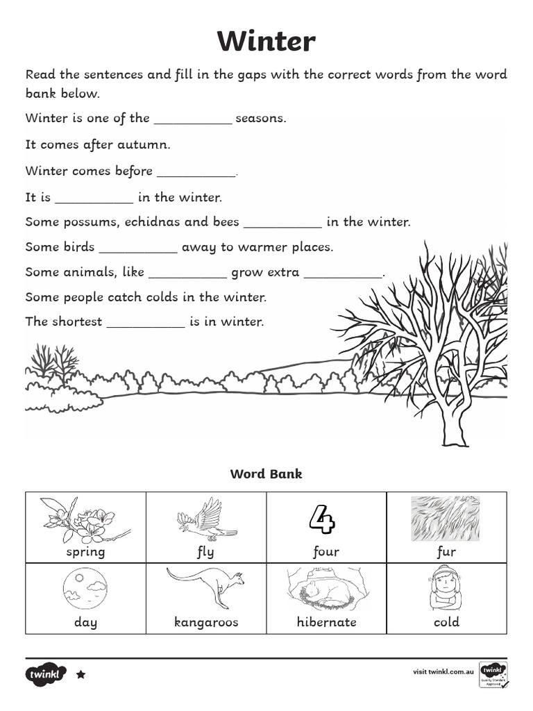 Winter Cloze Differentiated Worksheets | PDF | Common Cold | Antarctica