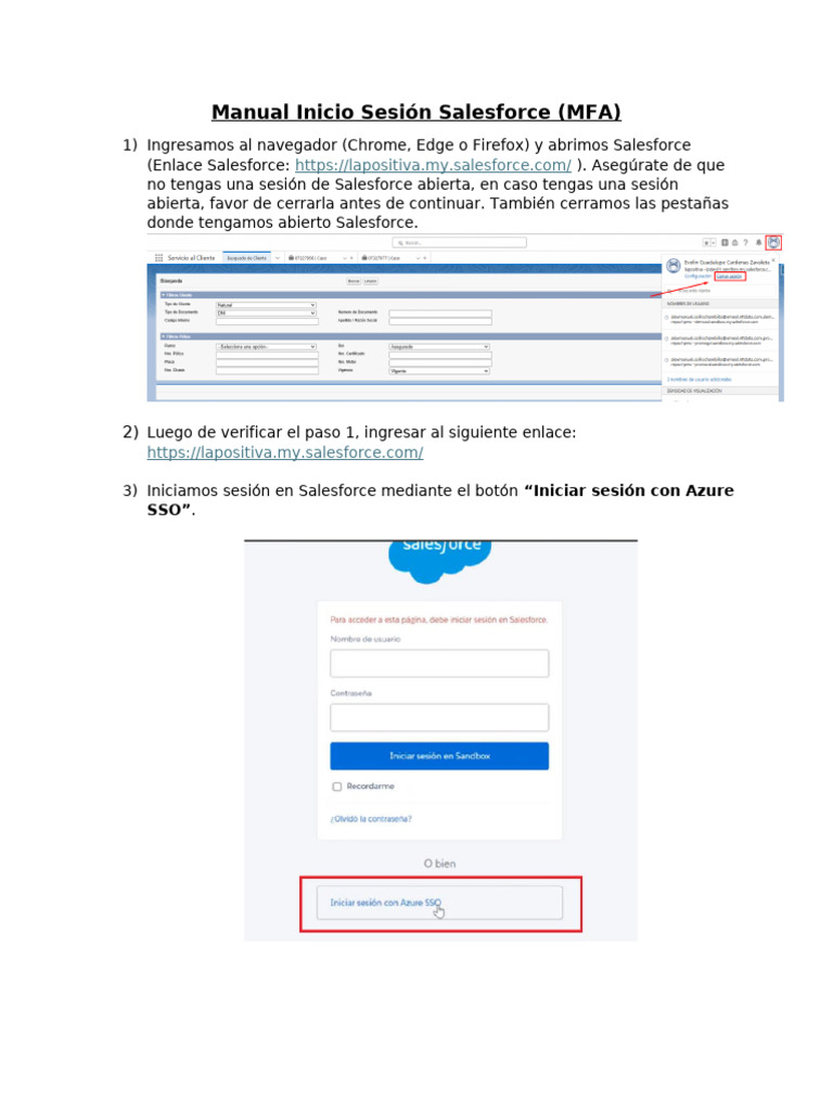 MANUAL - Inicio Sesión Salesforce (MFA) | PDF | Software de la aplicacion | Servicios en línea