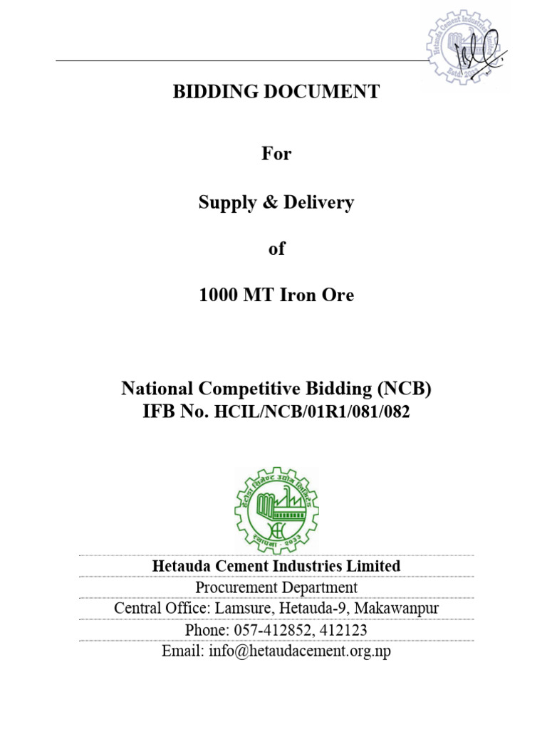 Doc of Iron Ore (HCIL.NCB.01R1.081.082) | PDF | Prices | Procurement