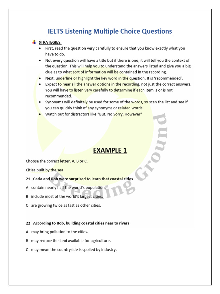 Listening Multiple Choice | PDF | Multiple Choice | Environment