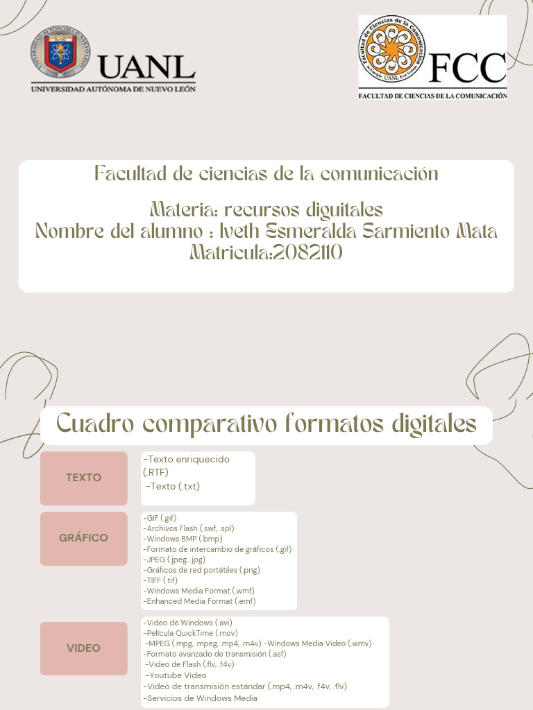 Cuadro Comparativo Formatos Digitales | PDF