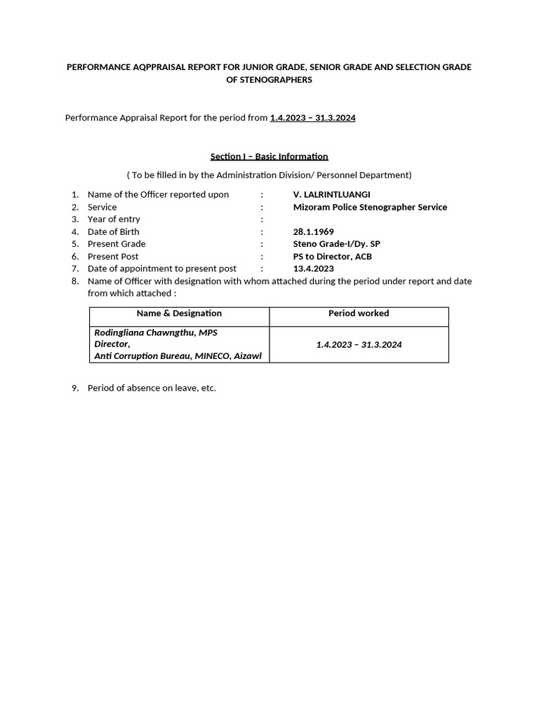 Steno-I PAR Form | PDF