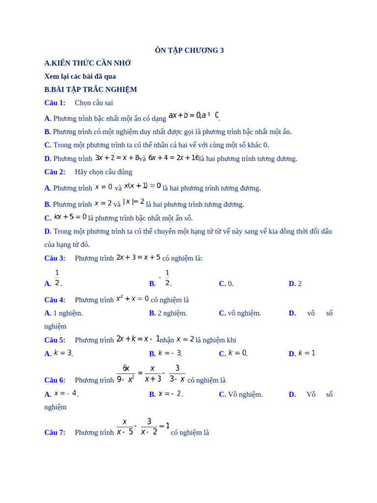 DS8-C3-BÀI 8.ÔN TẬP CHƯƠNG 3 | PDF