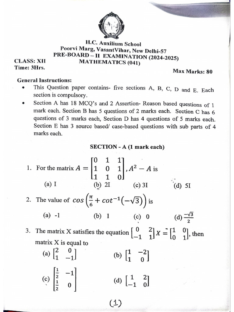 Hca Preboard Math | PDF