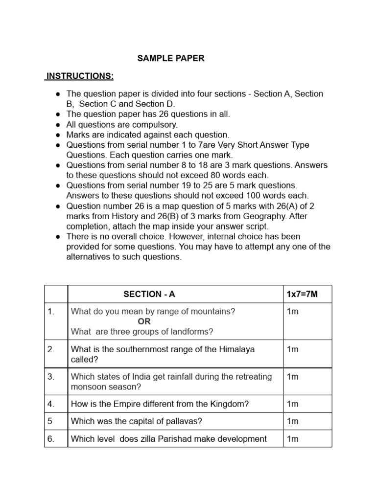 Template CL6 QP SSC AE 2021 22 BP (Day 6 Sample Paper) | PDF | Earth ...