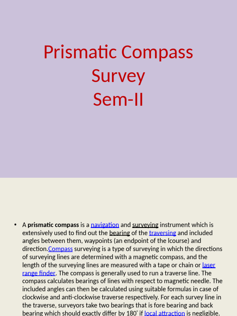 Prismatic Compass Survey | PDF