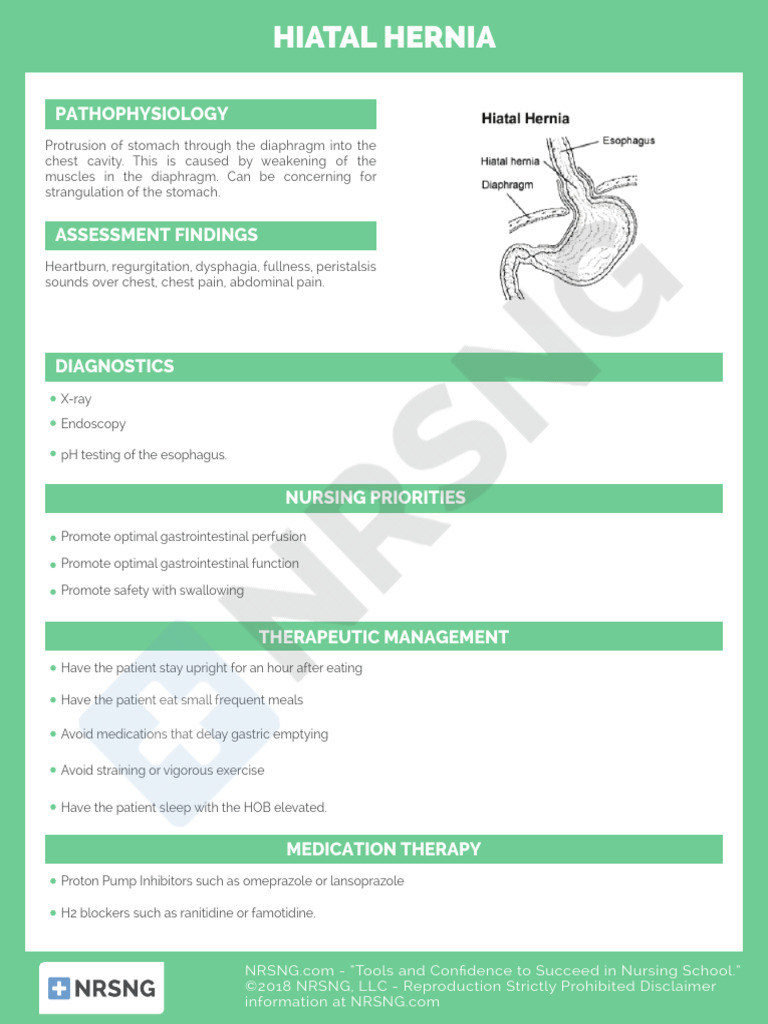 Hiatal Hernia Nursing Management Guide | PDF