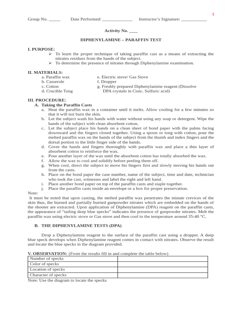 Forensic Gunshot Residue Test Guide | PDF | Wax | Materials