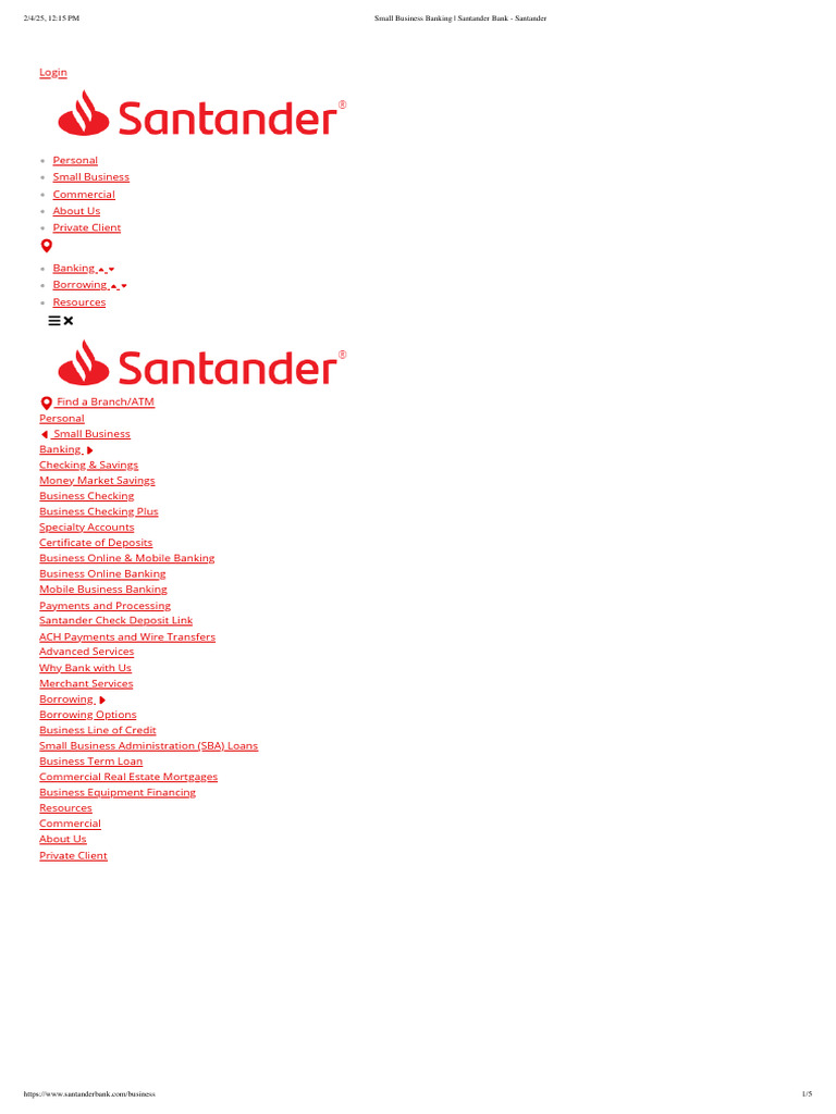 Small Business Banking - Santander Bank - Santander | PDF | Banks ...