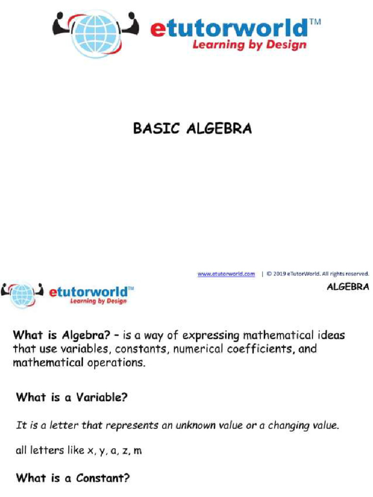 Basic Algebra PDF | PDF