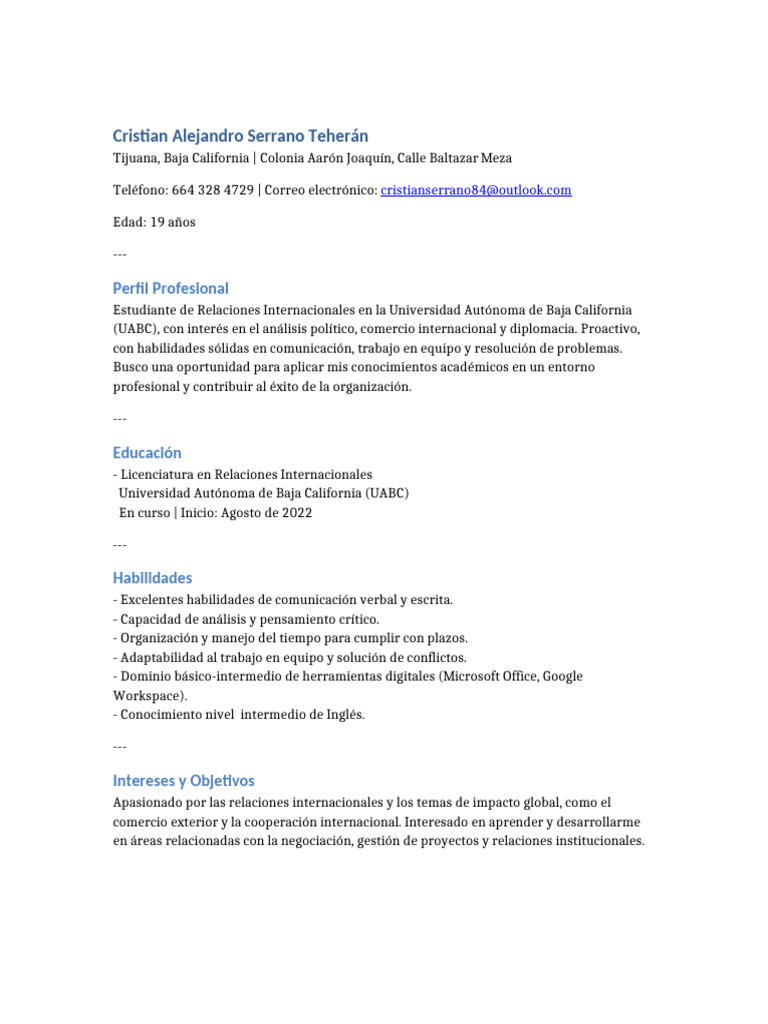 CV Cristian Serrano | PDF