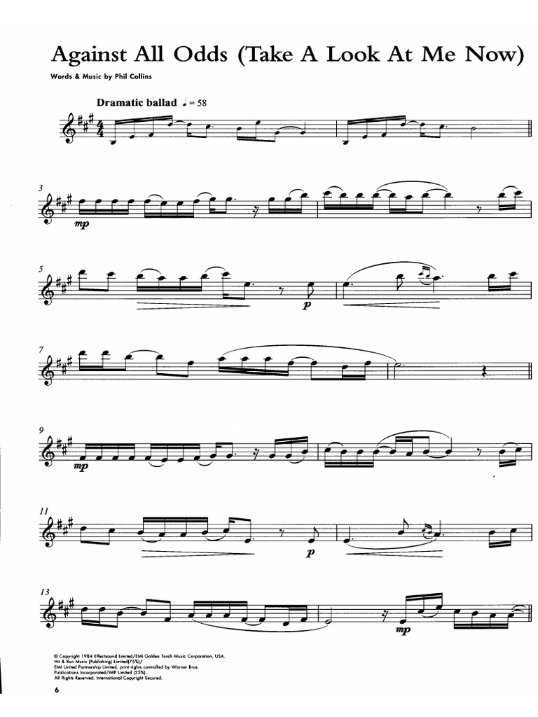 Against All Odds Alto Sax | PDF