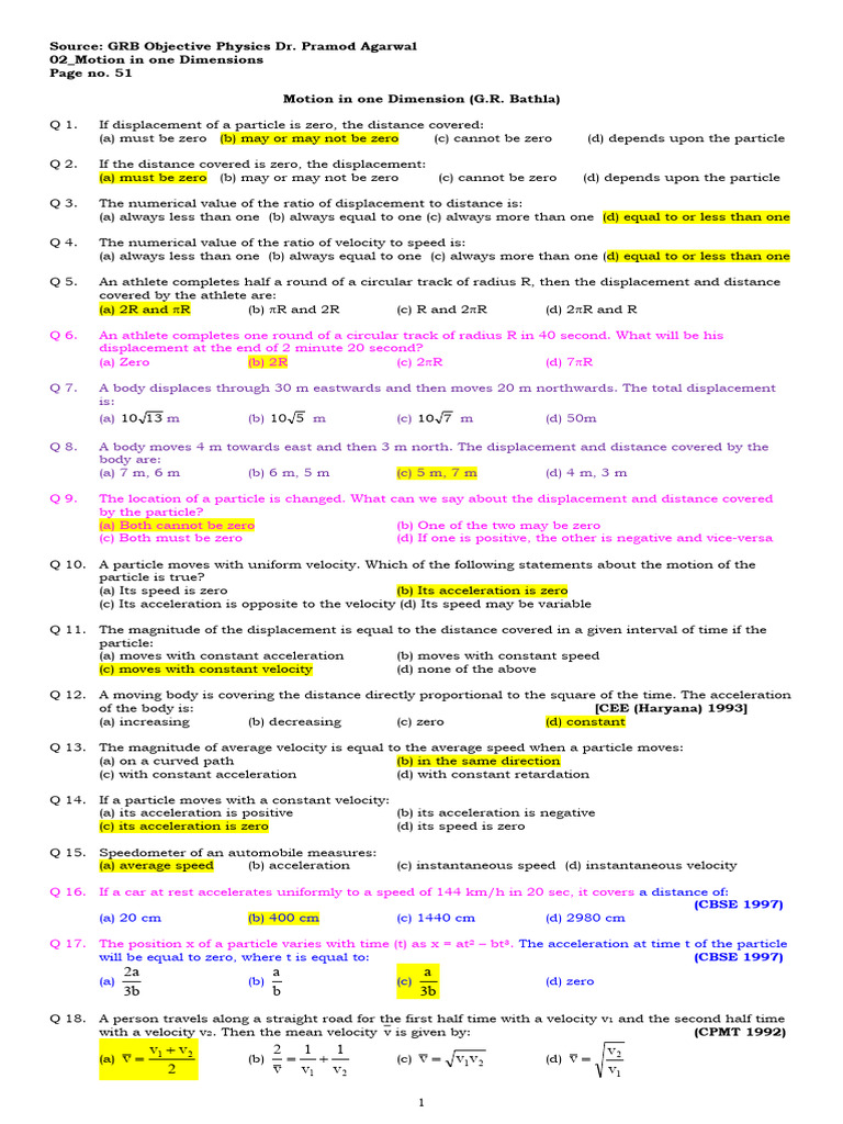 02 Motion in One Dimension | PDF | Acceleration | Velocity