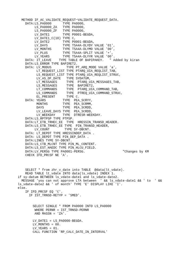 METHOD IF - AC - VALIDATE - REQUEST VALID For LTA Validation Backup of Dev | PDF | Computing ...