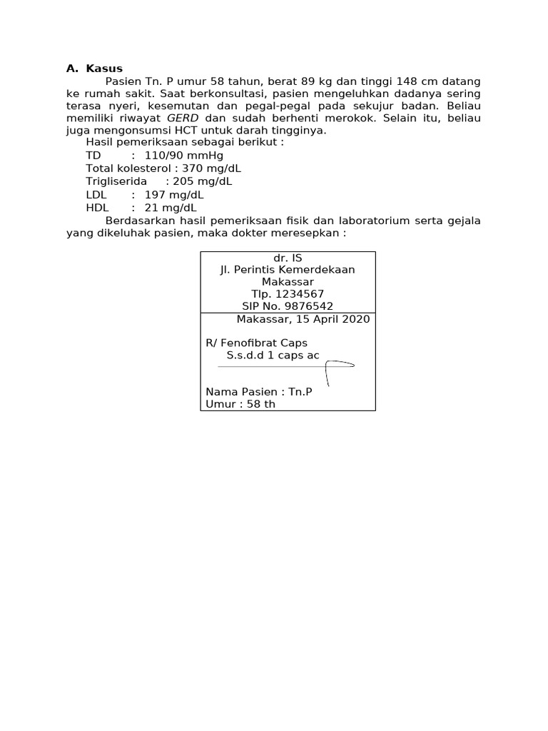 Kasus Kelas 4C Hiperlipidemia-Agus | PDF