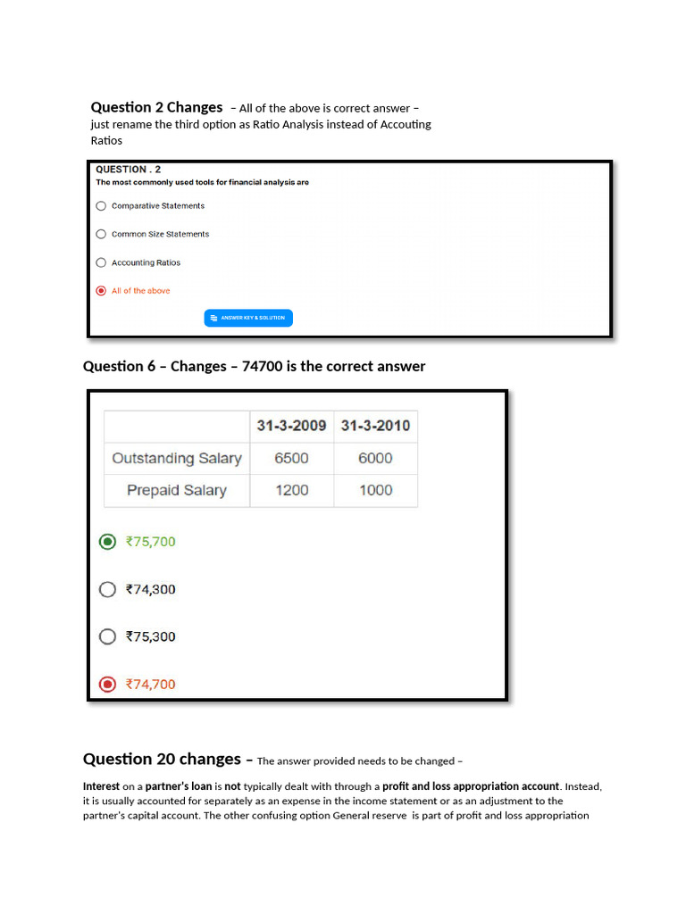 Accounting Exam Answer Updates | PDF