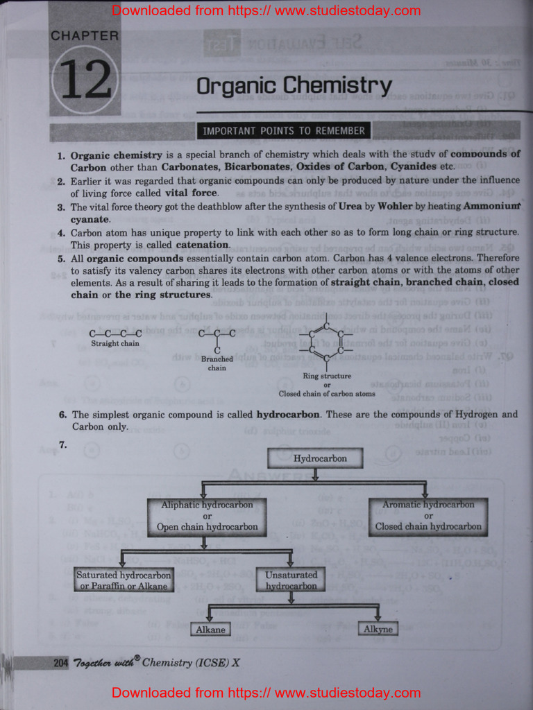 ICSE Rachna Class 10 Chemistry Chapter 12 Organic Chemistry | PDF
