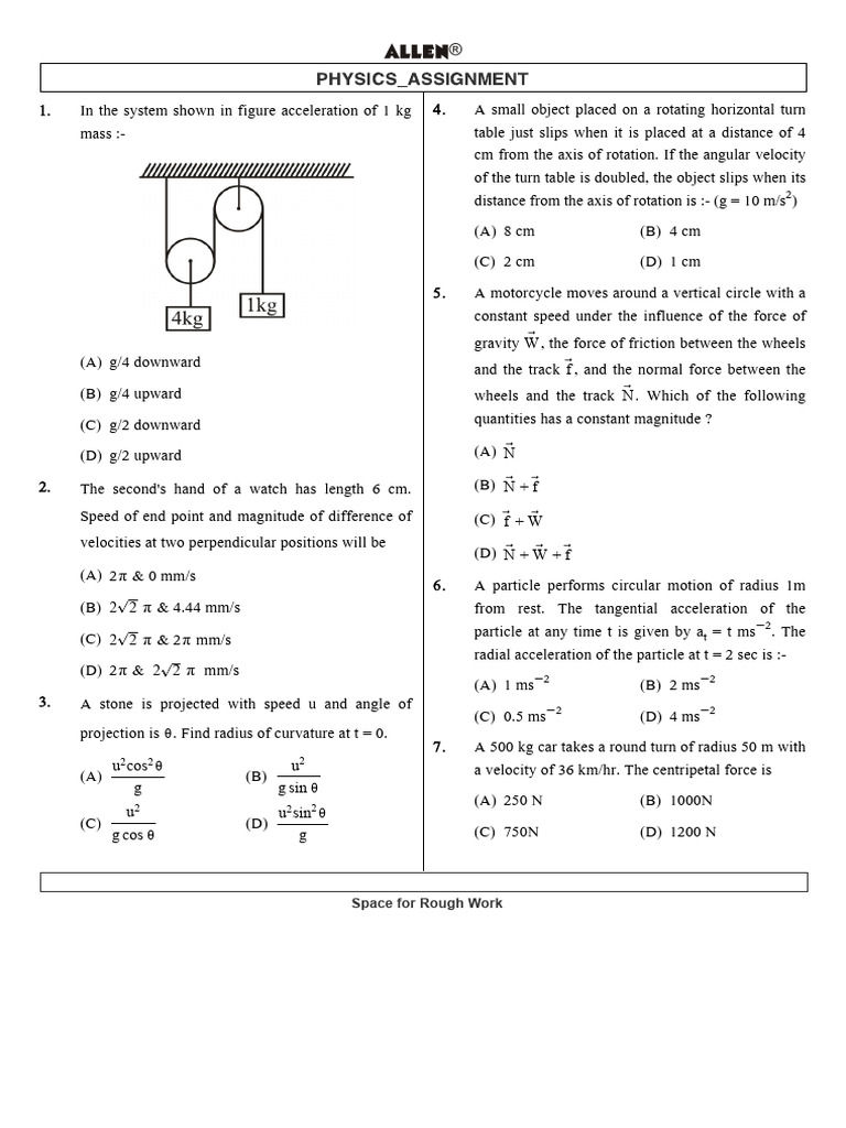 PHYSICS_ASSIGNMENT | PDF | Force | Rotation Around A Fixed Axis