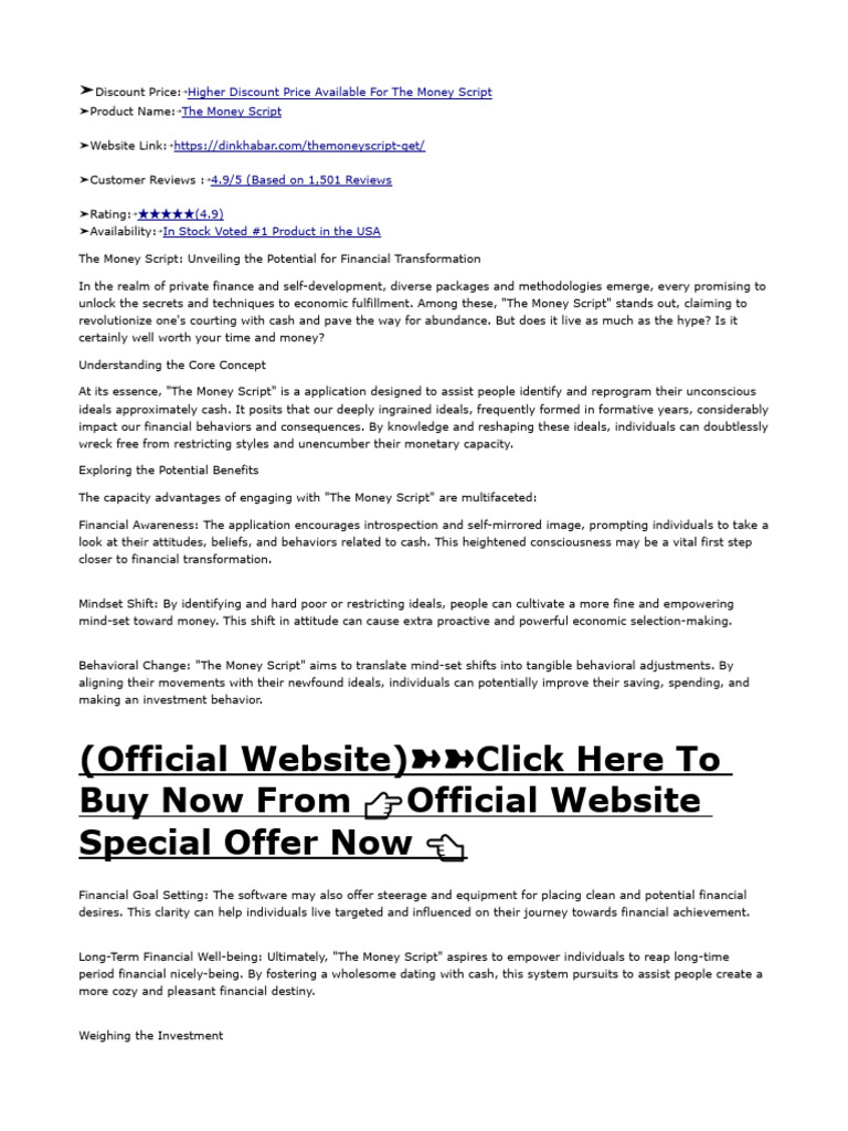 The Money Script Exploring The Money Script: Reviews That Matter To You ...