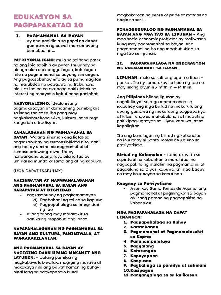 Edukasyon Sa Pagpapakatao 10 | PDF