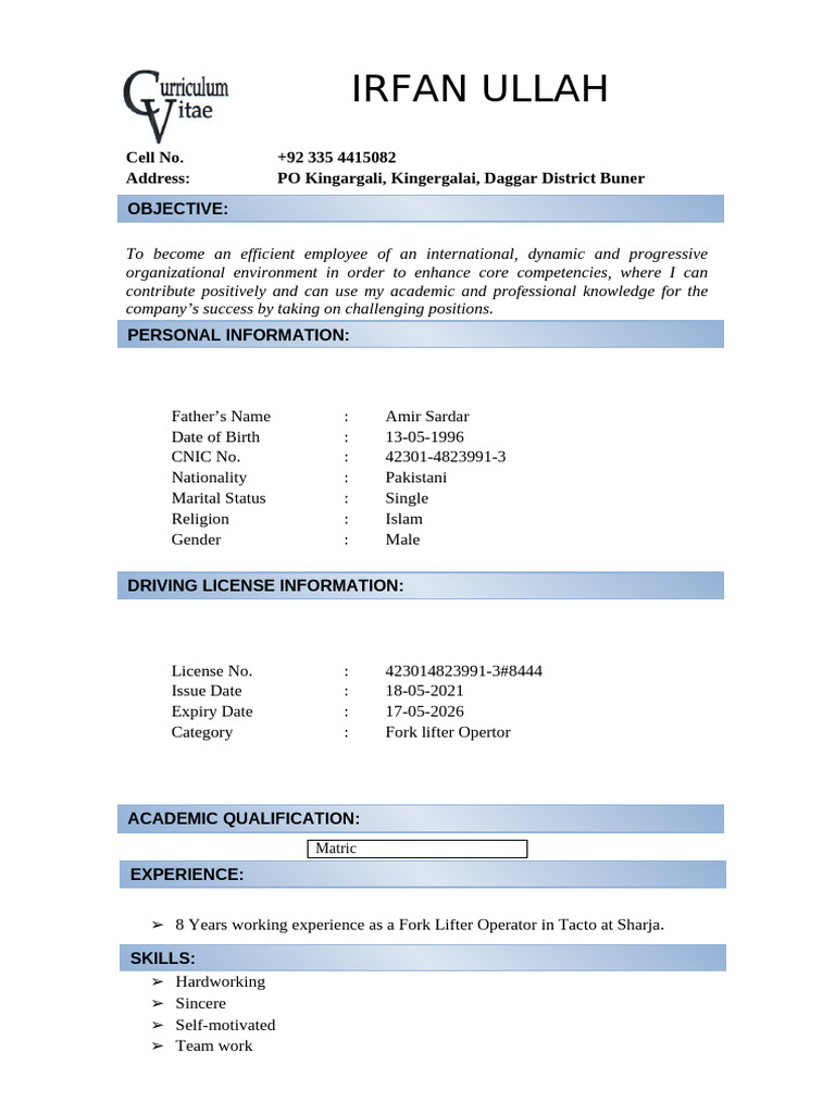 Irfan Ullah So Amir Sardar | PDF