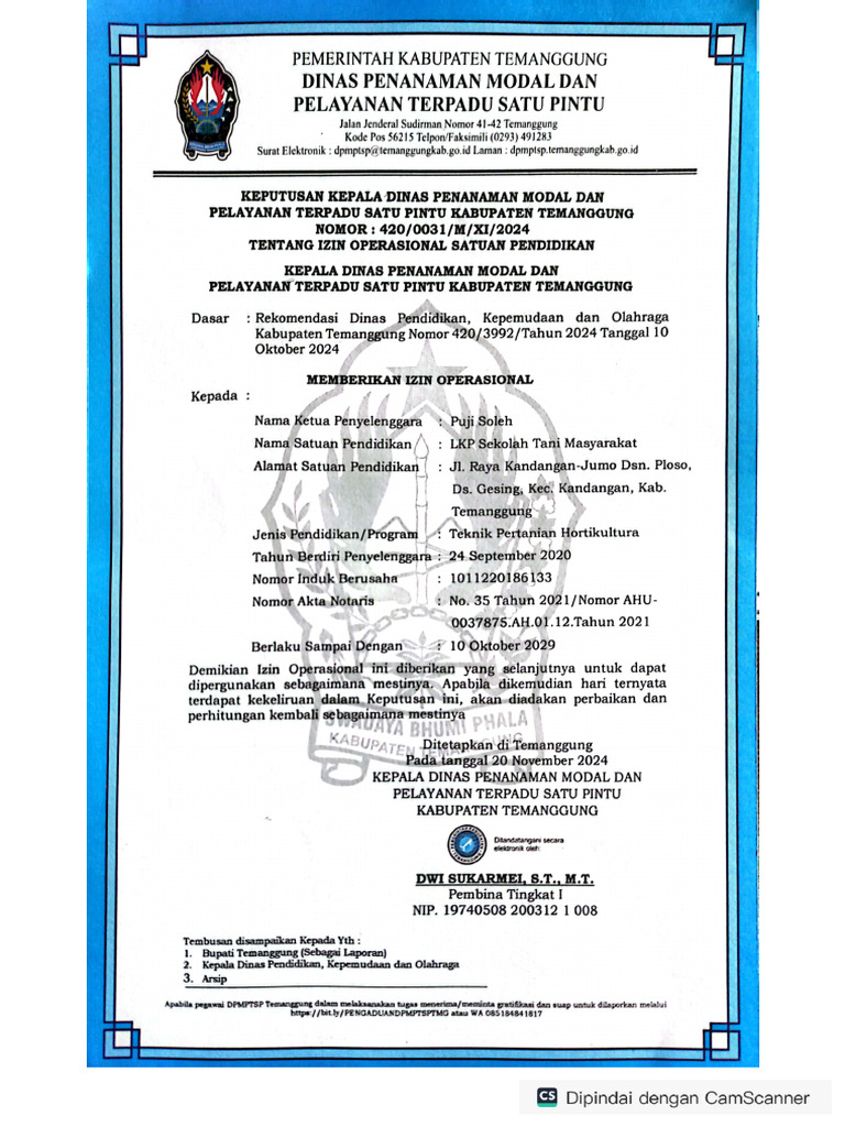 Izin Operasional LKP STM | PDF