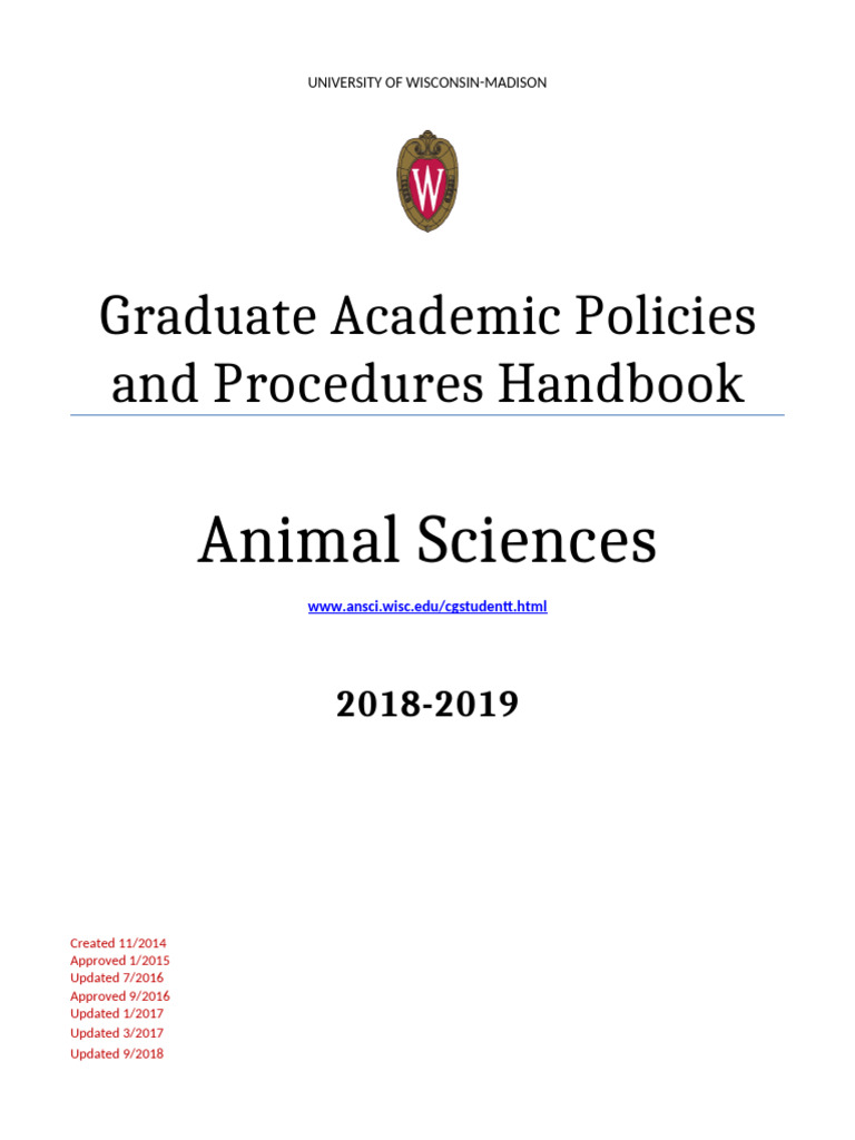 Animal Sciences Grad Handbook | PDF | Thesis | Doctor Of Philosophy