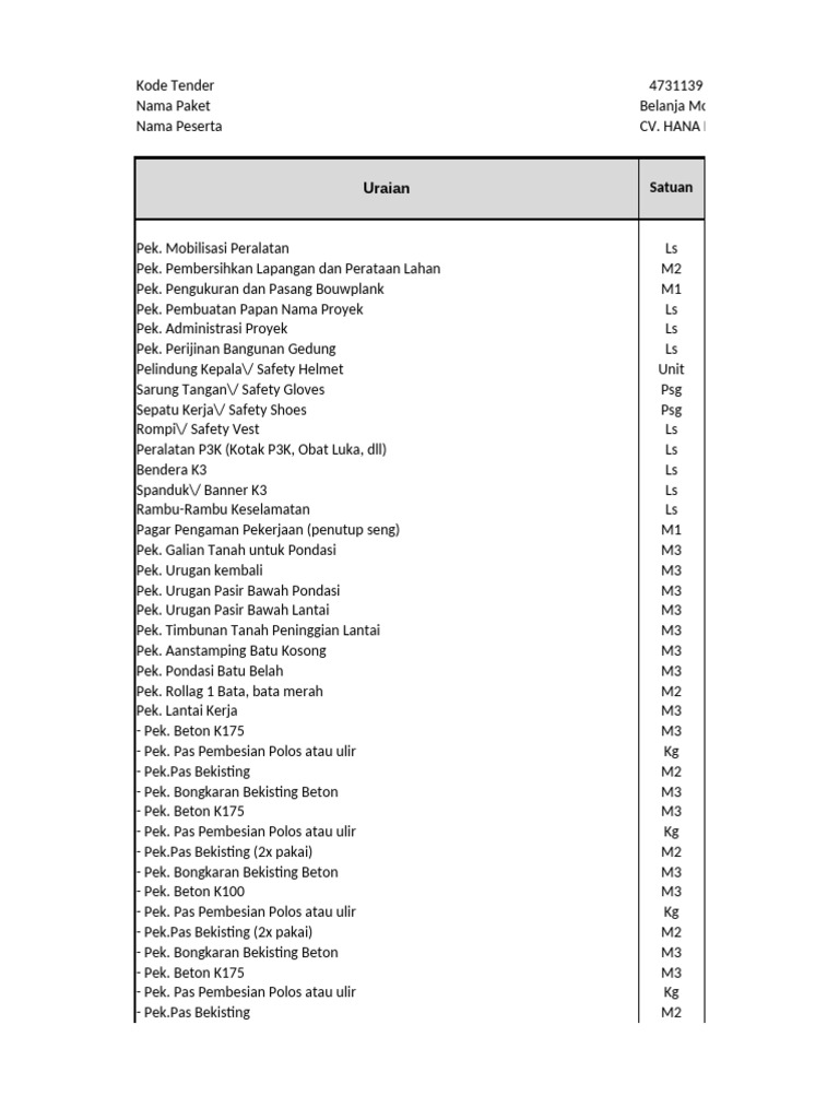 template-penawaran-CV. HANA KILI gedung faskes rsibs (2) | PDF