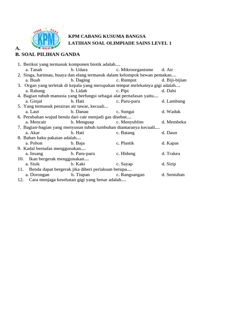 Latihan Soal Olimpiade Sains Level 1 Part 1 | PDF