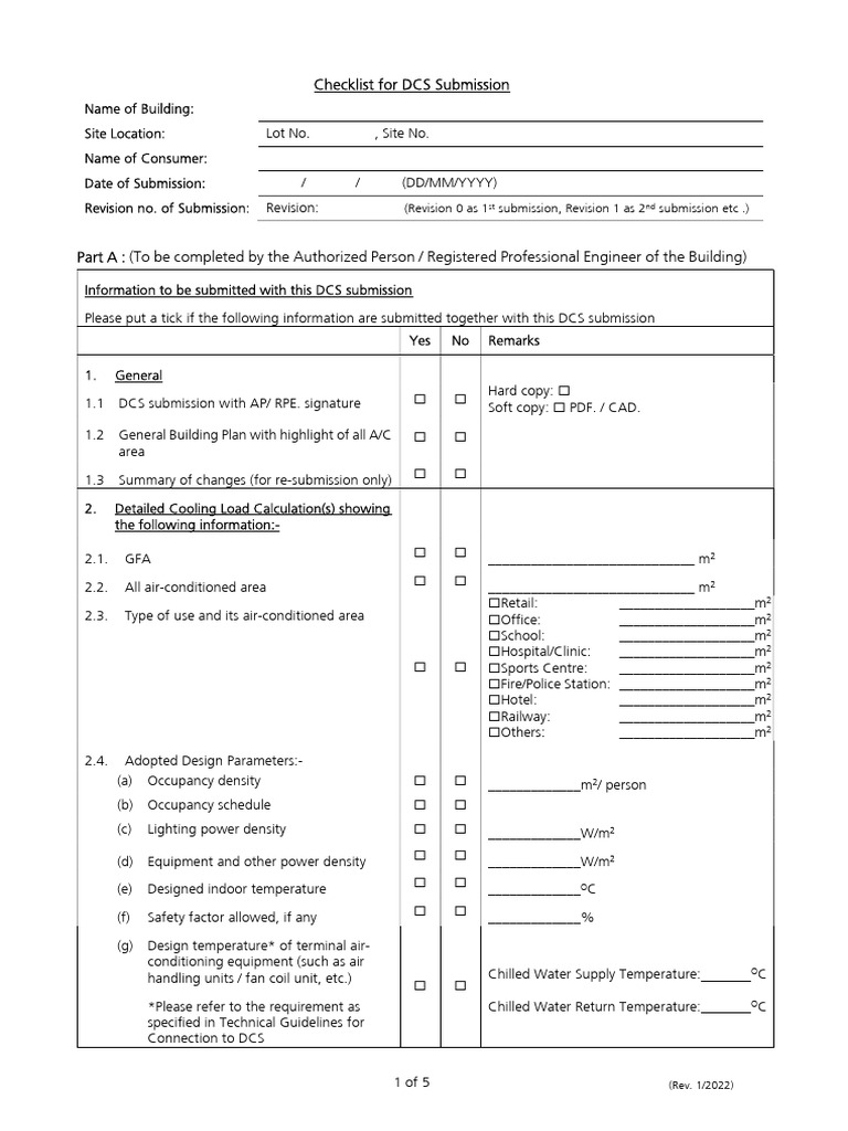 Checklist DCS Submission | PDF | Air Conditioning | Duct (Flow)