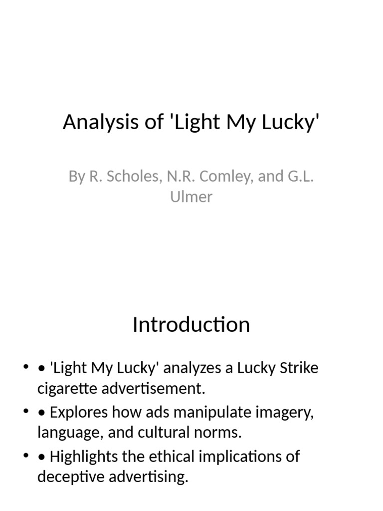 Analyzing 'Light My Lucky' Ad Deception | PDF | Advertising | Behavior