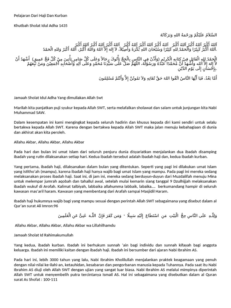 3 Pelajaran Dari Haji Dan Kurban | PDF