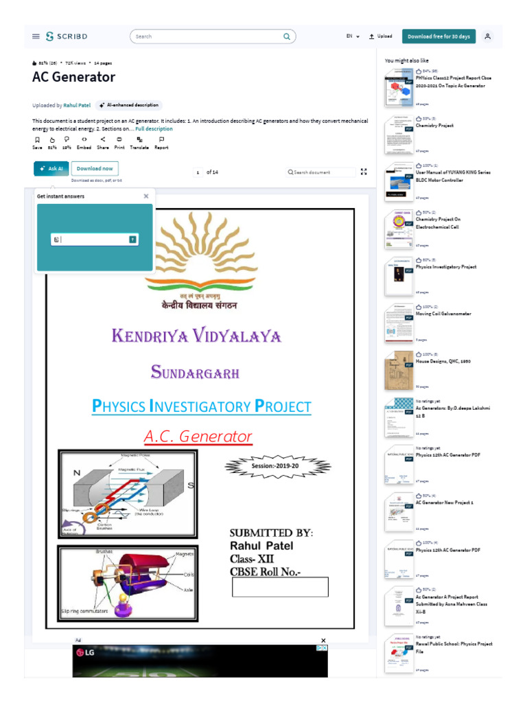 WWW Scribd Com Document 433402339 AC Generator | PDF | Machines | Electrodynamics