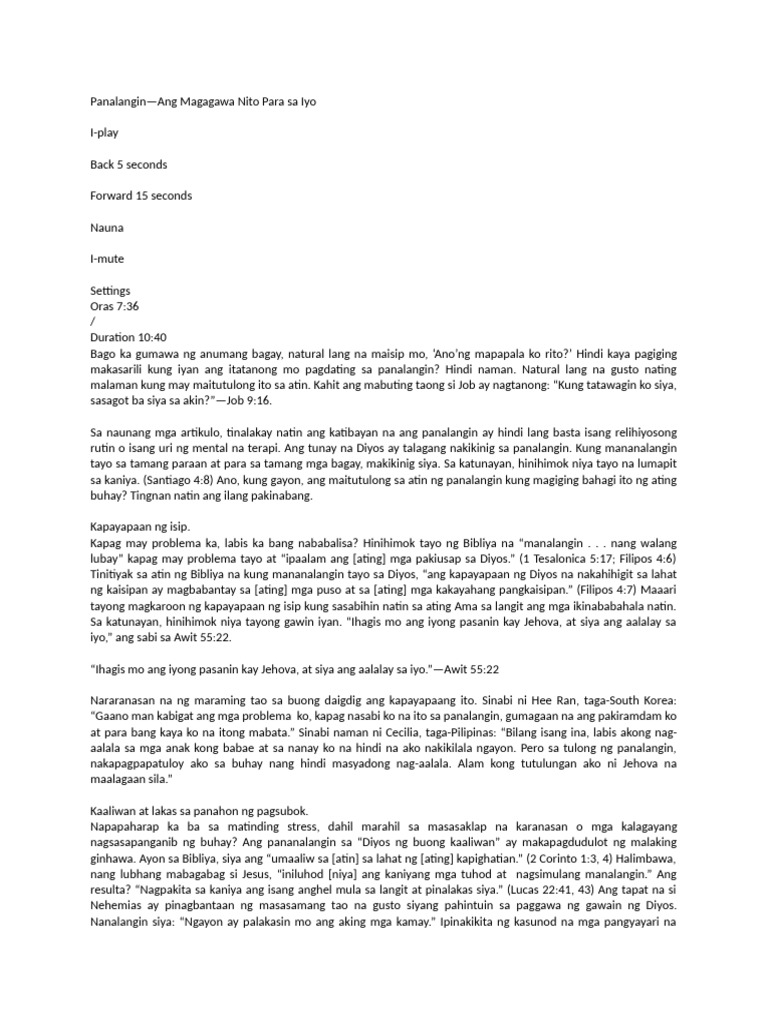 Prayer Meeting Topic | PDF